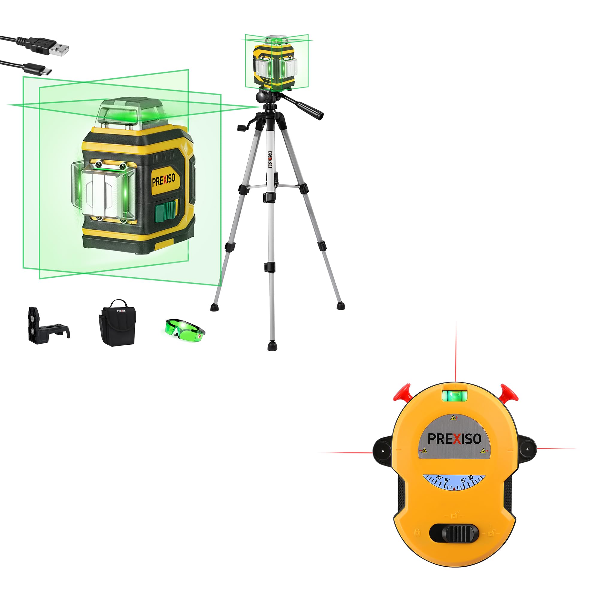 PREXISO Multi Surface Laser Level LED Light Vial, 30Ft Horizontal ...