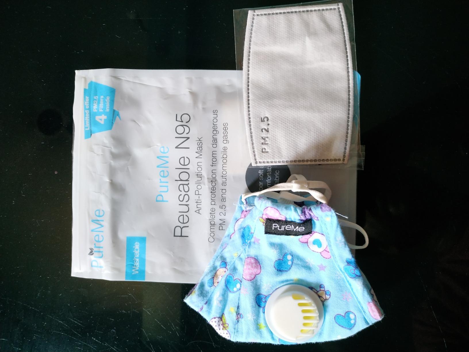 PureMe Kids Reusable Anti Pollution cotton Mask with 4 PM2.5 filters (6 ...