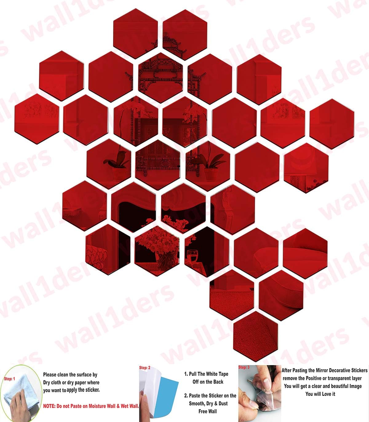 Buy Wall1ders 31 Hexagon with 10 Butterflies Silver (Each Hexagon Size ...