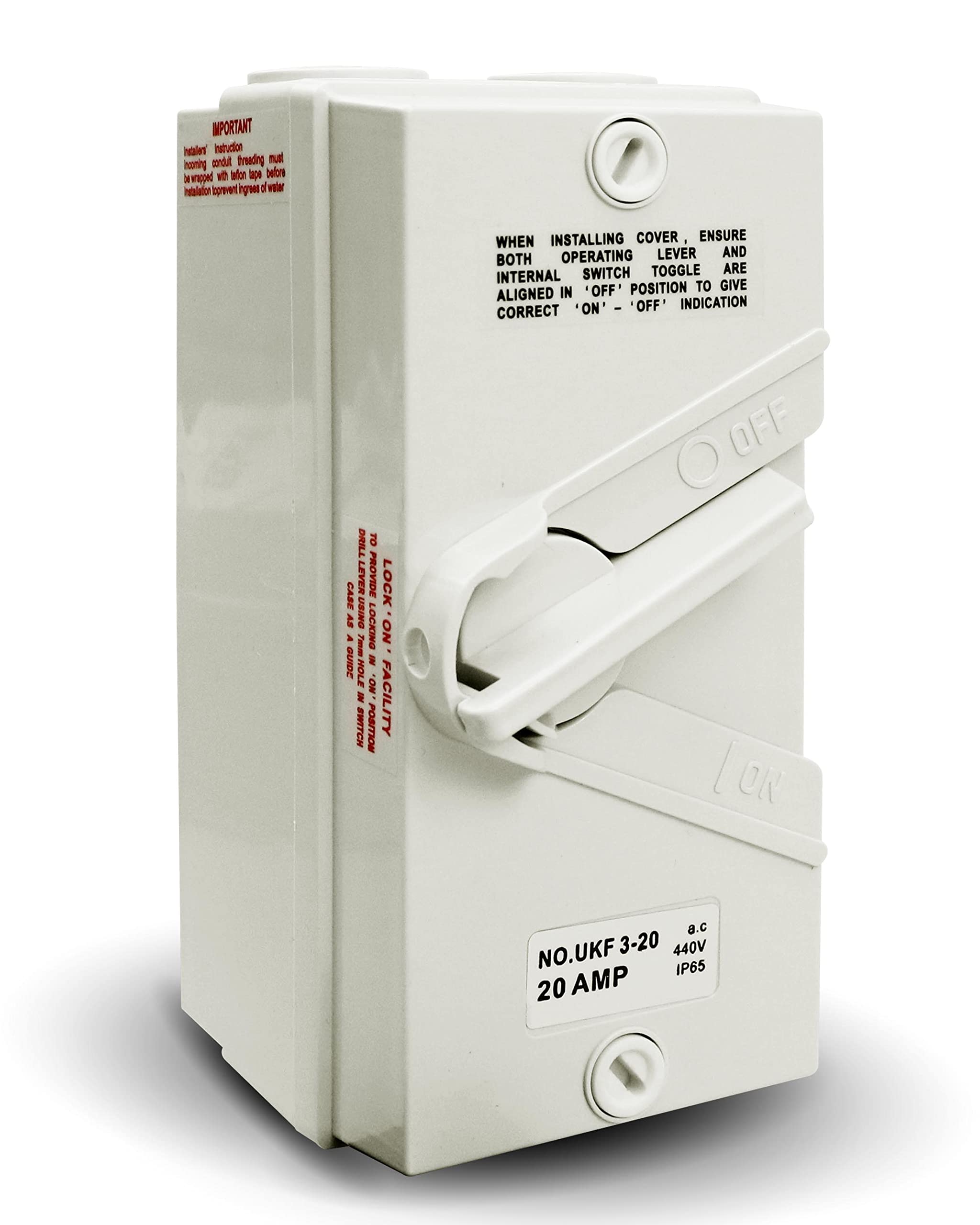 Amazon.com: Enclosed Motor Disconnect Switch 20A 440V 3 Pole, IP65 ...