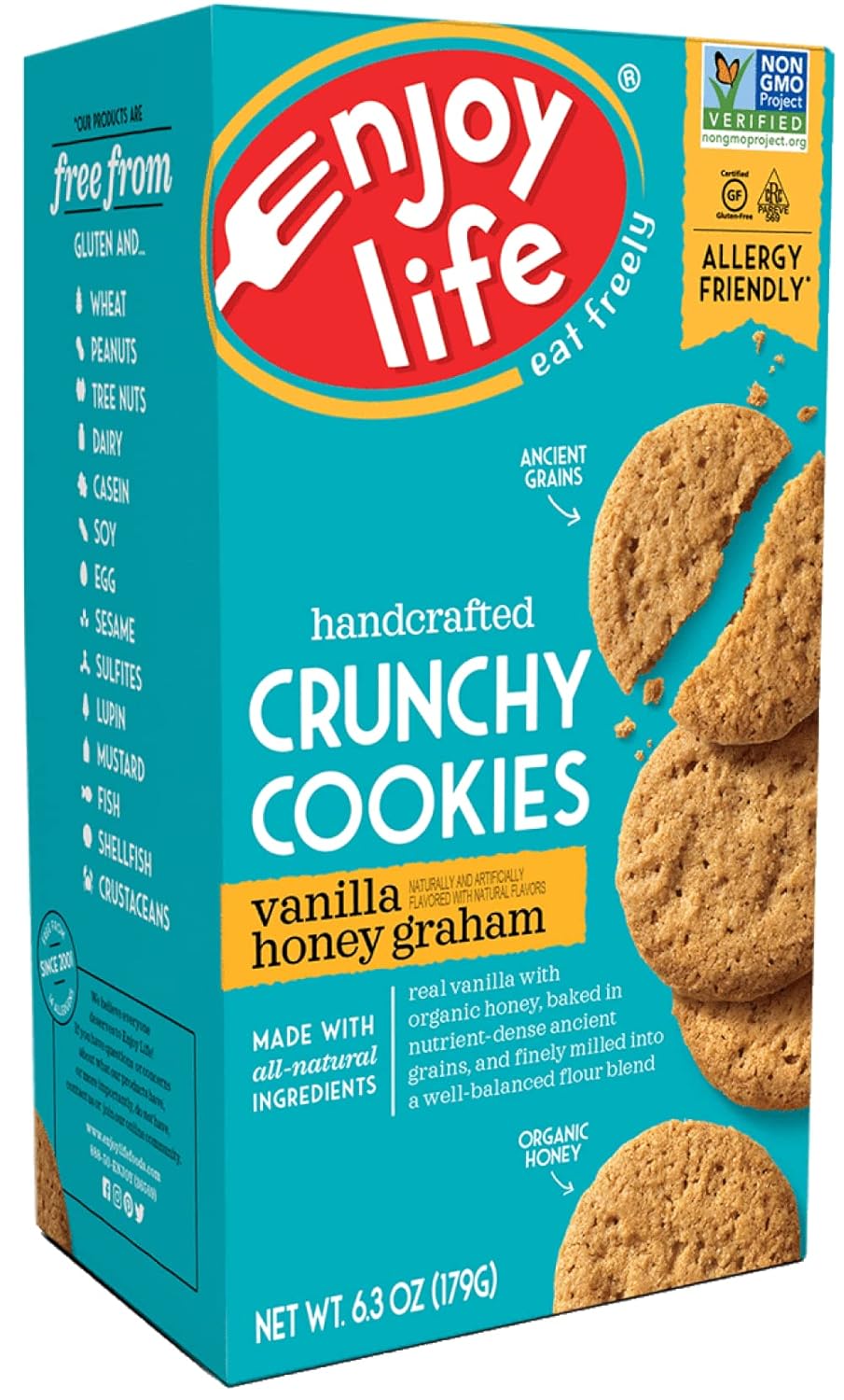 Amazon.com: Enjoy Life Vanilla Honey Graham Crunchy Cookies, 6.3 Oz ...