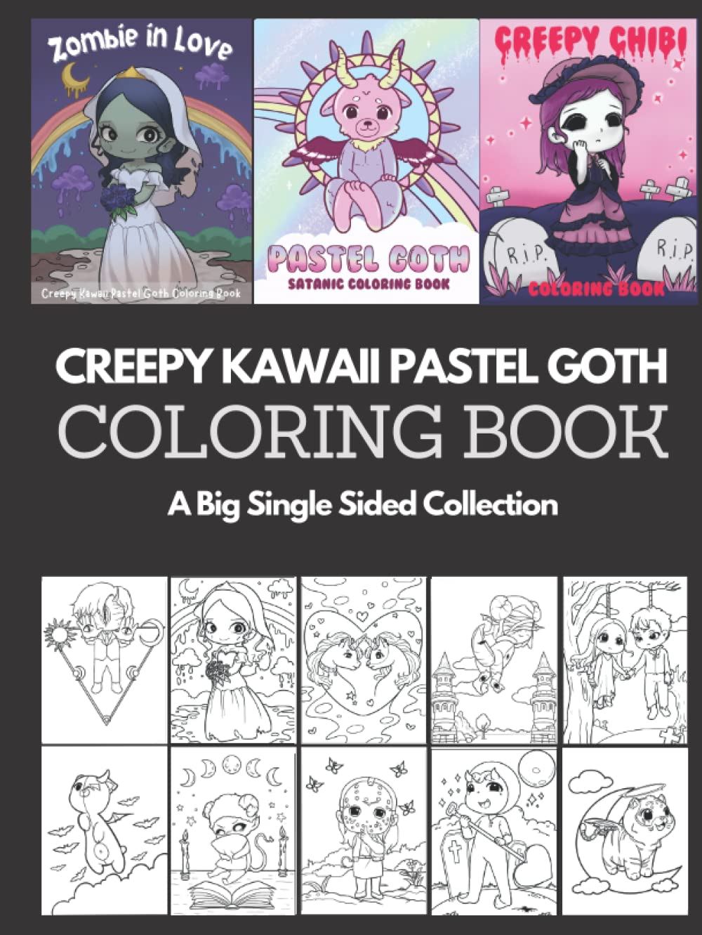 Buy Creepy Kawaii Pastel Goth Coloring Book - A Big Single Sided ...