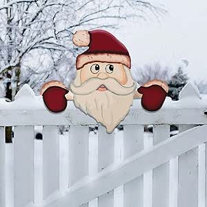 Amazon.com : Christmas Fence Peeker Decorations Fence Yard Garden Signs ...