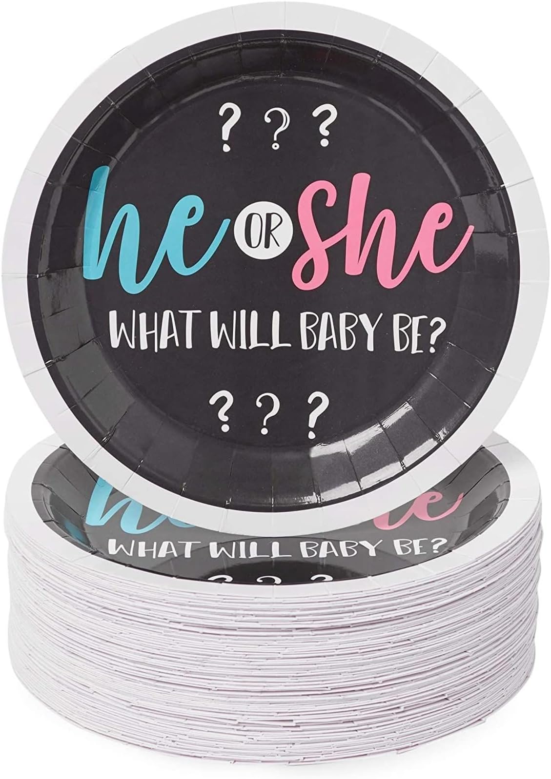 Amazon.com: Sparkle and Bash Gender Reveal Paper Party Plates, He or ...