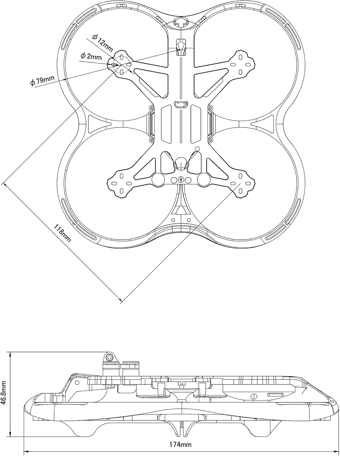 BETAFPV Pavo30 Pusher Frame Kit Black PA12 Stiffener Brace of Carbon ...