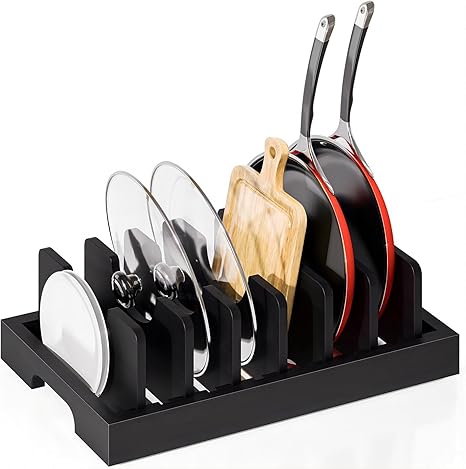 Amazon.com - Kiasthome Bamboo Pot and Pan Organizer, Pot Lid Organizer ...