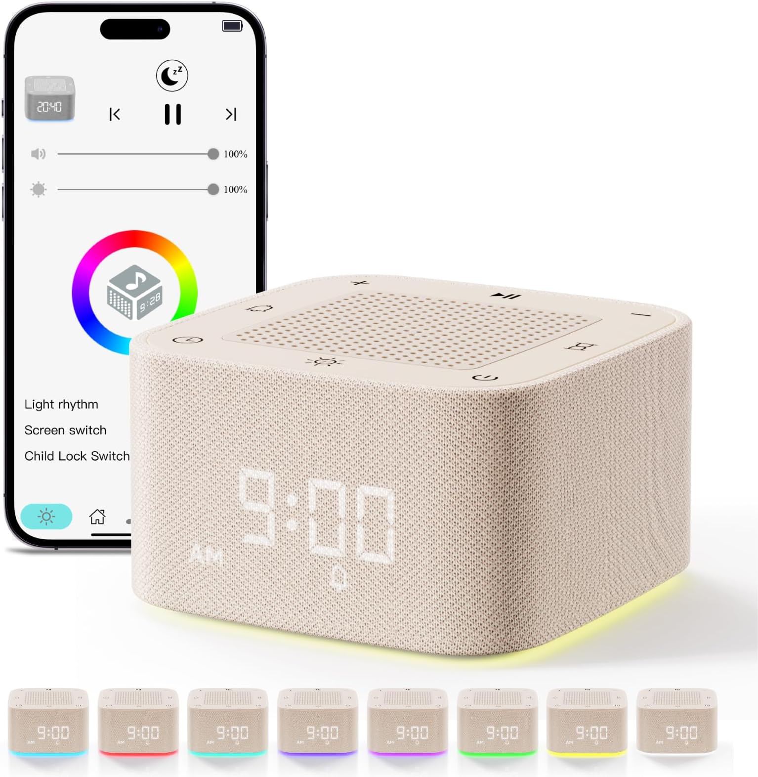 Amazon.com: Sound Machine Alarm Clock for Bedroom: Dimmable Clock with ...
