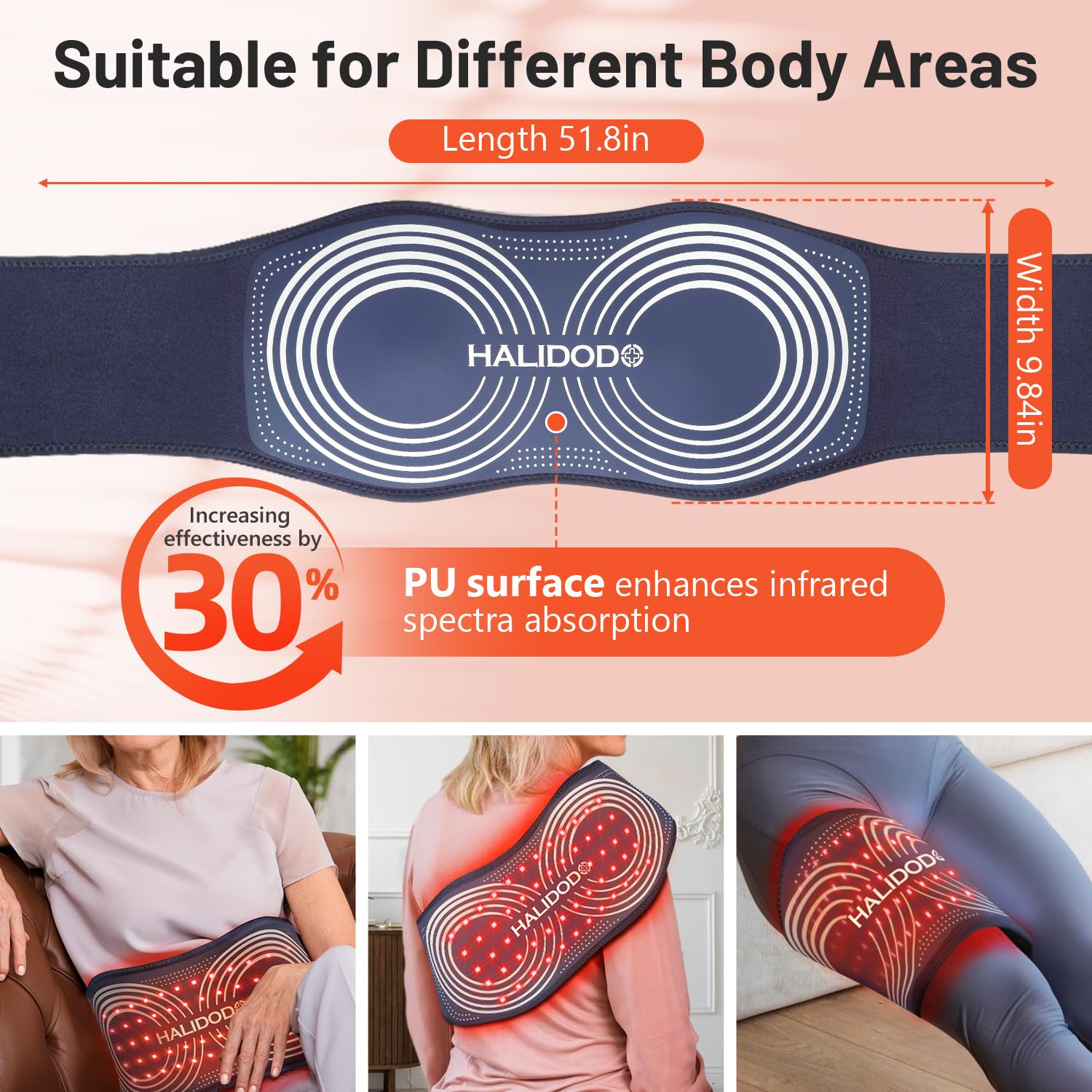 HALIDODO 2024 Upgraded Red Light Therapy Belt - Vibration Massage ...