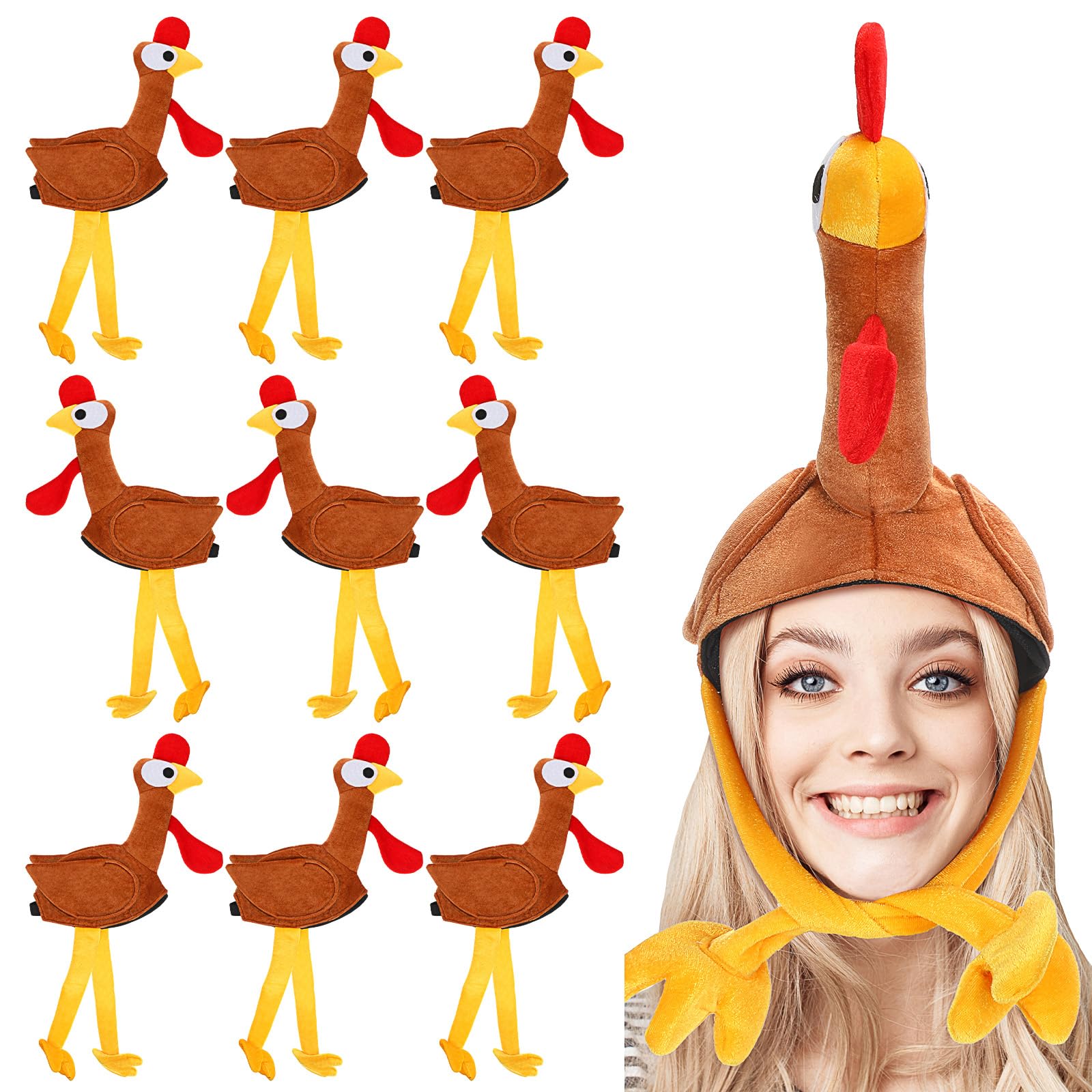 Amazon.com: ramede 10 Count Thanksgiving Turkey Hat Plush Gobbler Hat ...