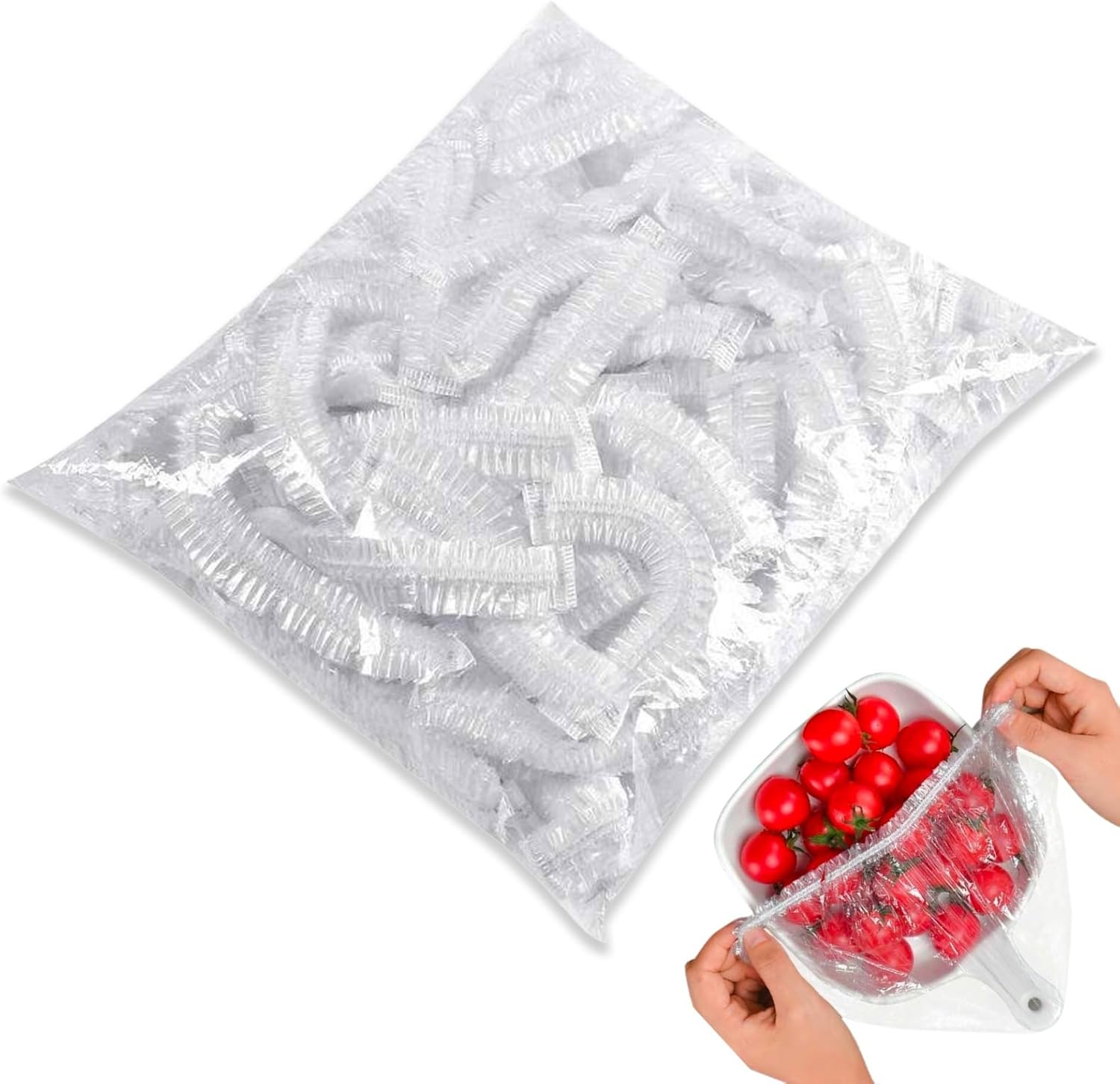 Food Covers Plastic Stretch - 100 Pack, Reusable & Disposable Safe Bowl ...