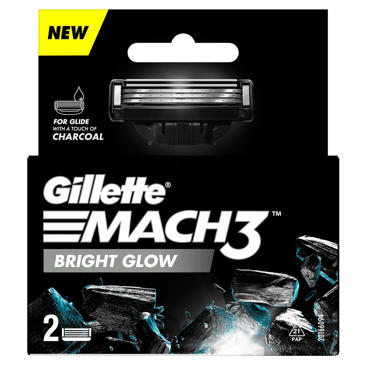 Buy Gillette Mach3 Charcoal Shaving Razor Blades - 2s Pack(Cartridge ...