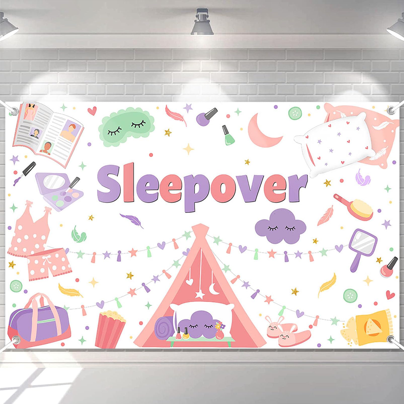 Amazon.com : Avezano Sleepover Party Backdrop for Girls Pink Slumber ...