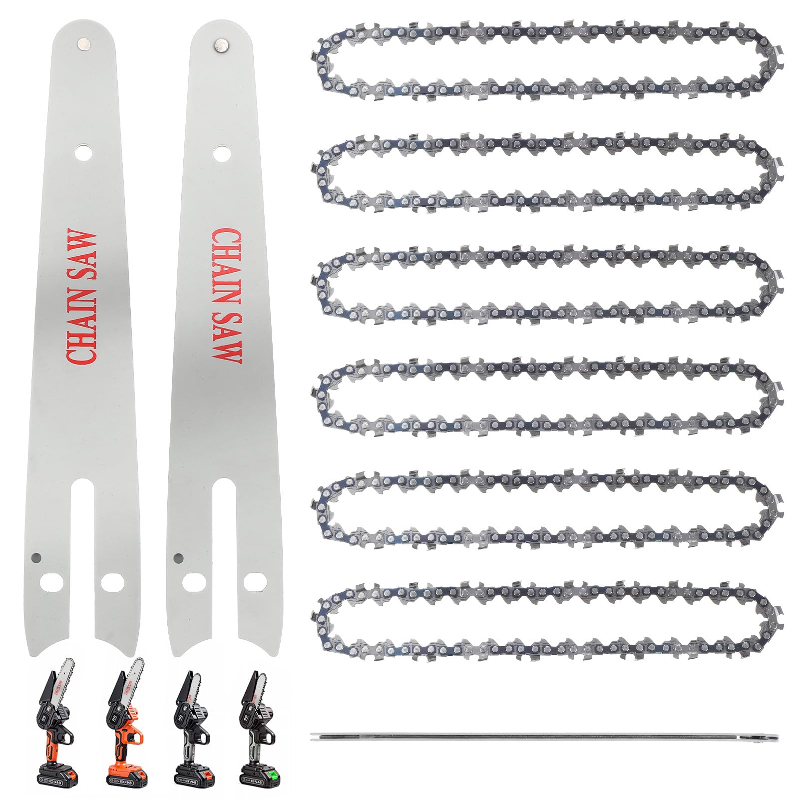 Amazon.com: 6 Pieces 6 Inch Mini Chainsaw Chain With 2 Pcs Replacement ...