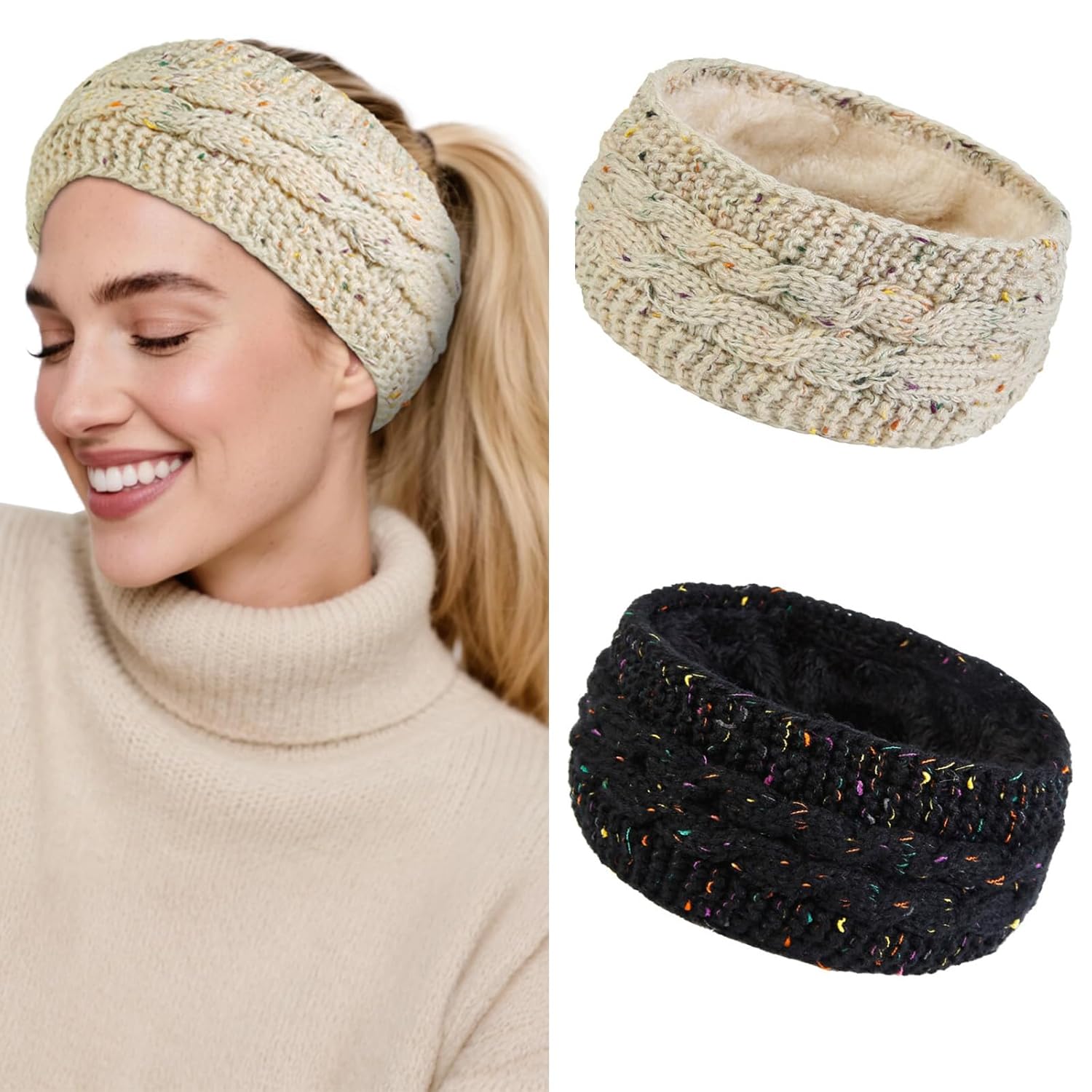 Amazon.com: Huachi Winter Headbands for Women Ear Warmers, Thick Warm ...