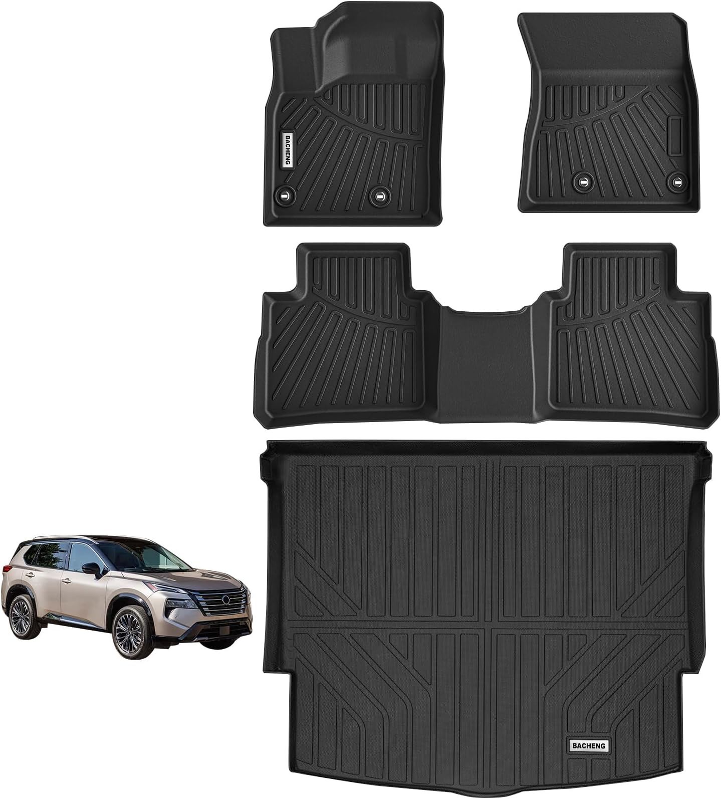 Amazon.com: BACHENG Floor Mats & Cargo Liners Compatible for 2021-2022-2023-2024-2025 Nissan ...