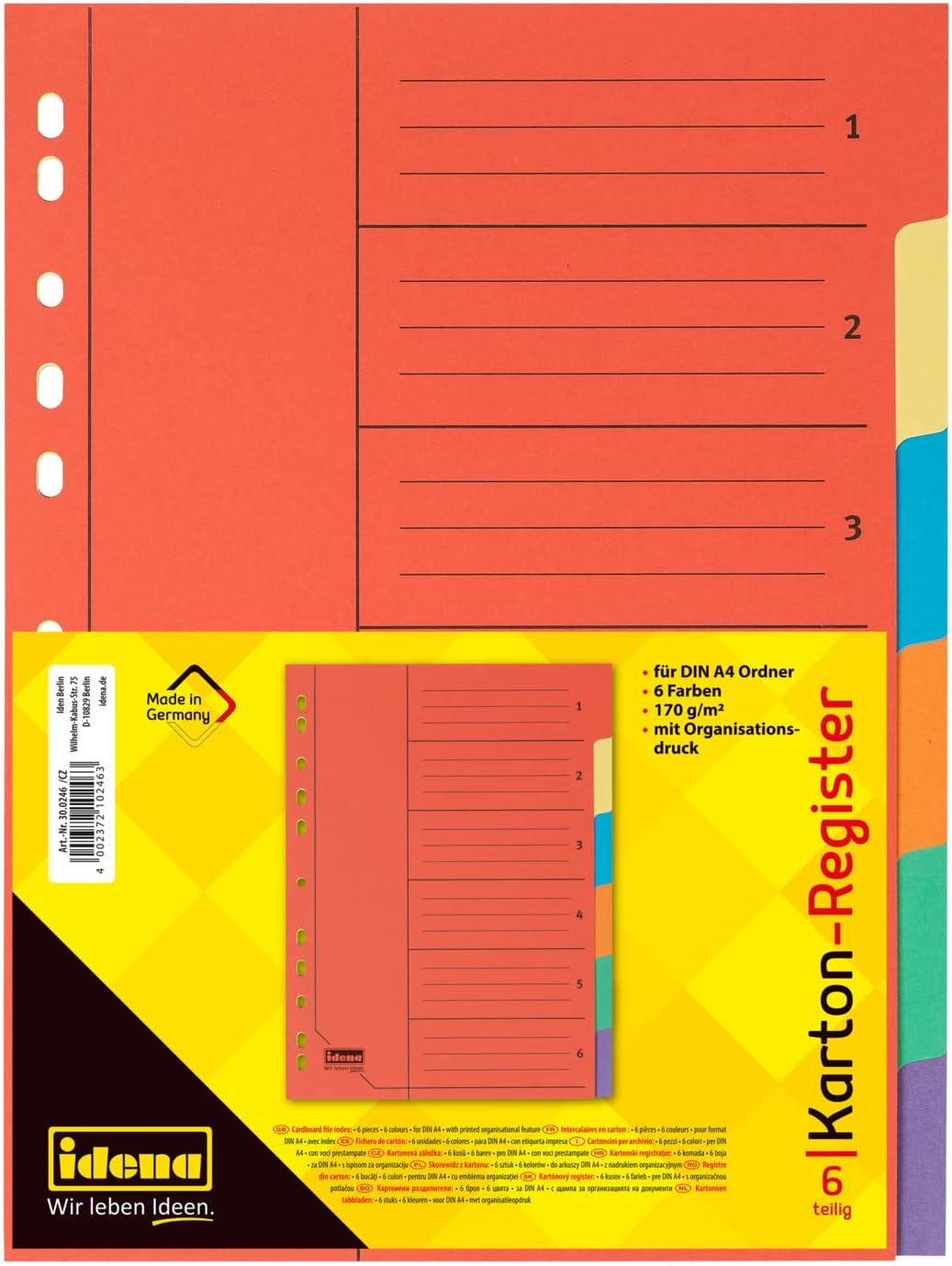 perfect line Ordner-Register DIN-A4, 5-teilig, 5er Set, Karton, MADE IN ...