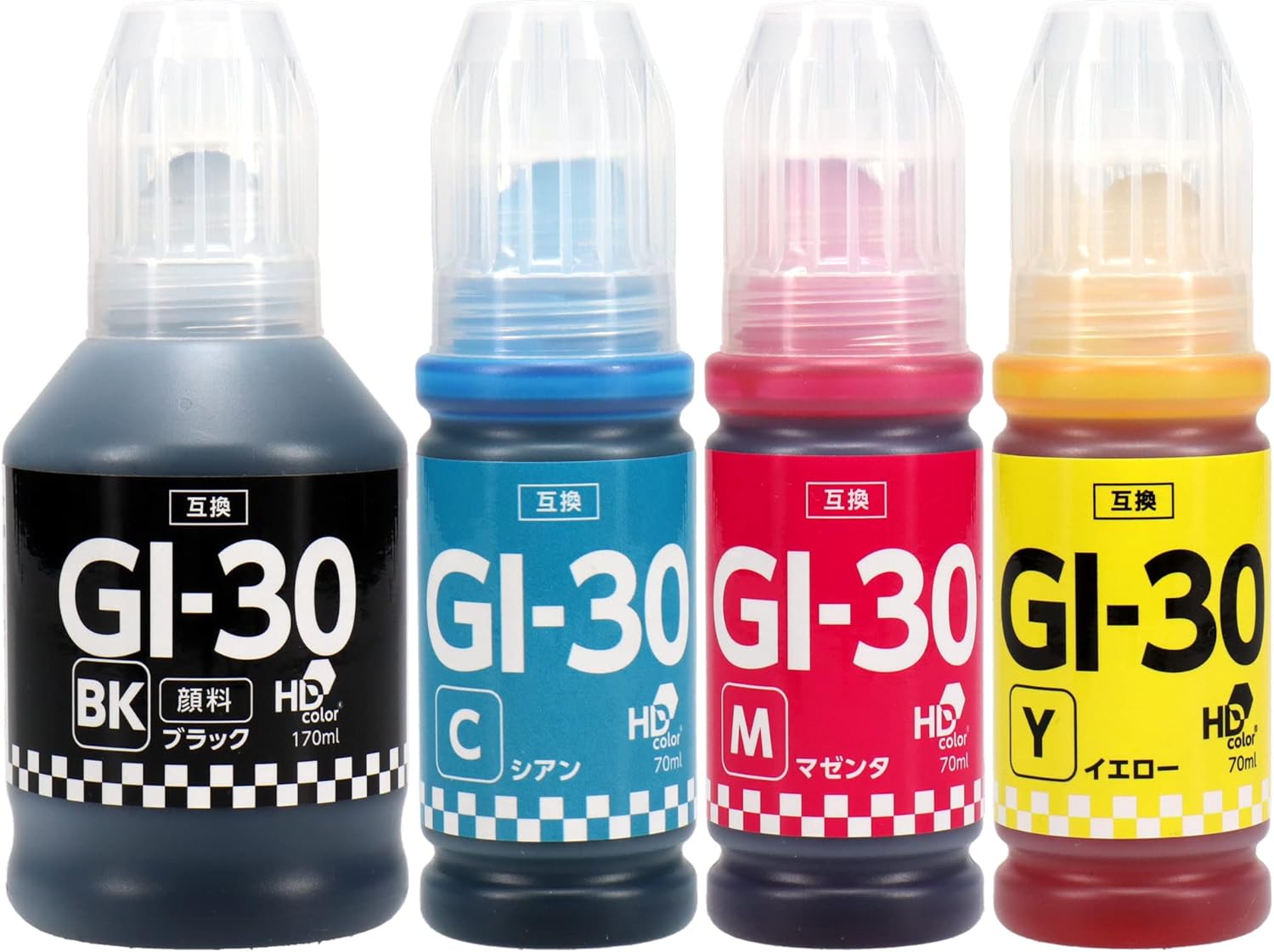 Amazon.co.jp: 【インクのチップス】キヤノン(Canon)用 GI-30 GI-30-4CL 4色セット 互換インクボトル 純正品と同容量 そのままプリンタに差し込んで使用可能 ...