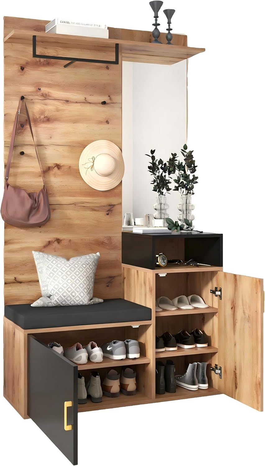 Azkoeesy Garderoben-Set, Flurgarderobe-Set, mit Schuhschrank, Sitzbank ...