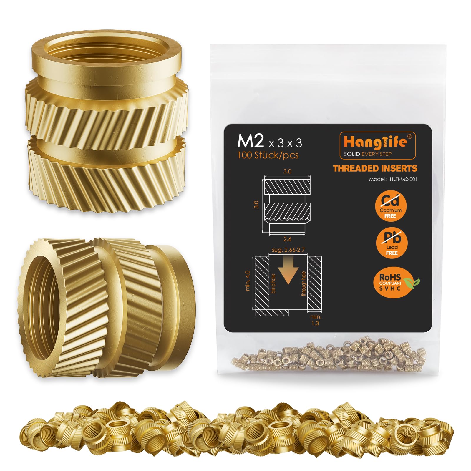 HANGLIFE Heat-Set Threaded Inserts, M2 Heat Set Insert for 3D Printing ...