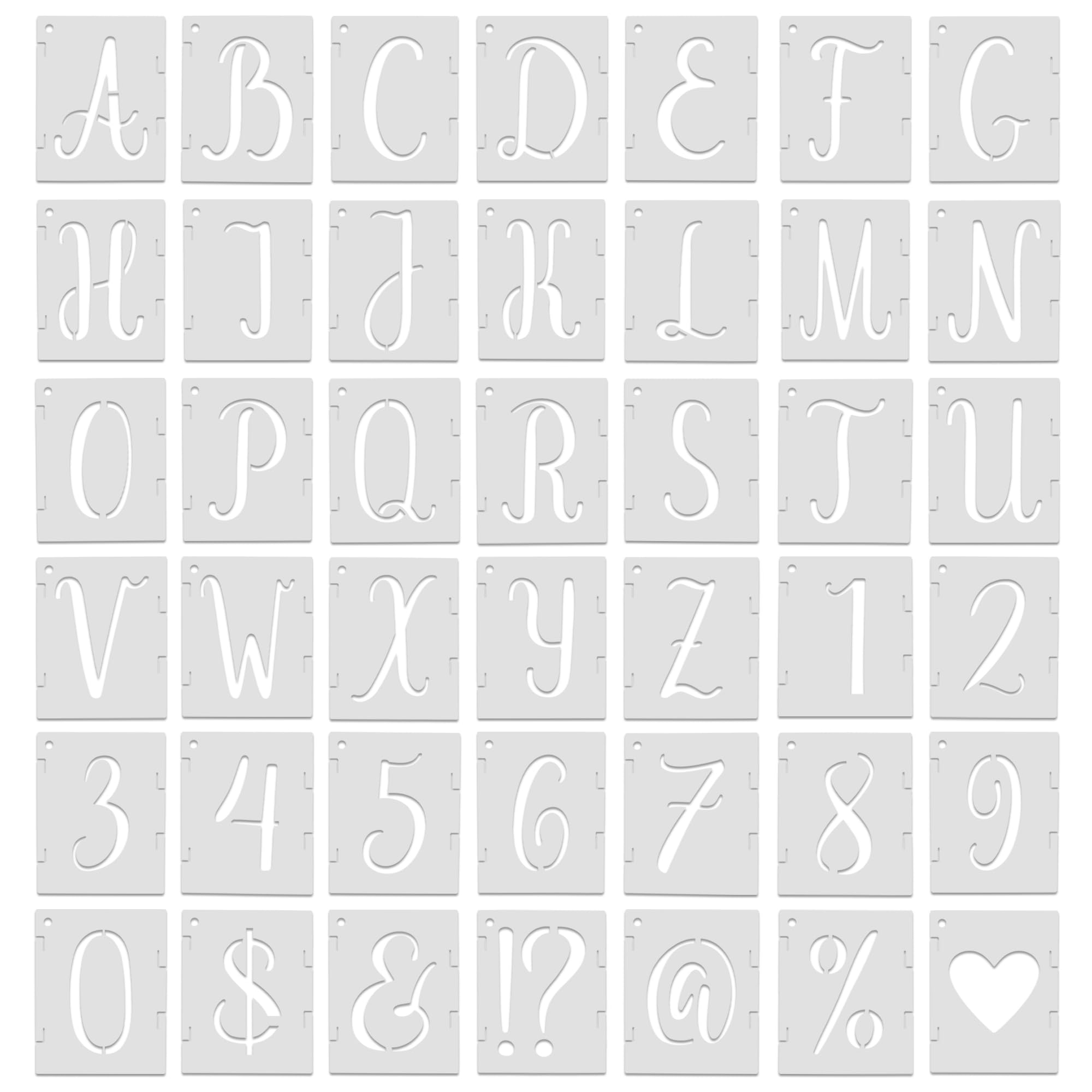 Buy Drawing Painting Stencils Set 42 Pcs 3 inch Letter and Number ...