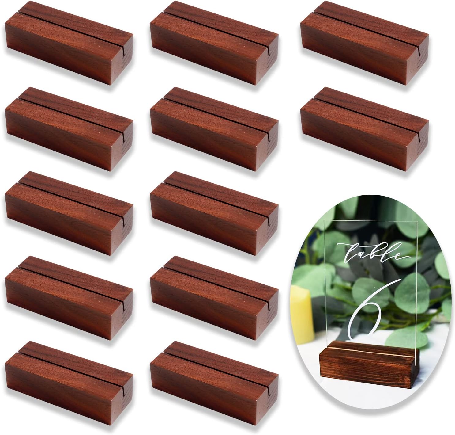 Amazon.com: 12 Pcs Black Walnut Wooden Place Card Holders,3 Inches Wood ...