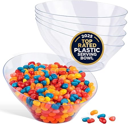Amazon.com: 20oz Clear Plastic Serving Bowls (4 Pack) Medium Disposable ...