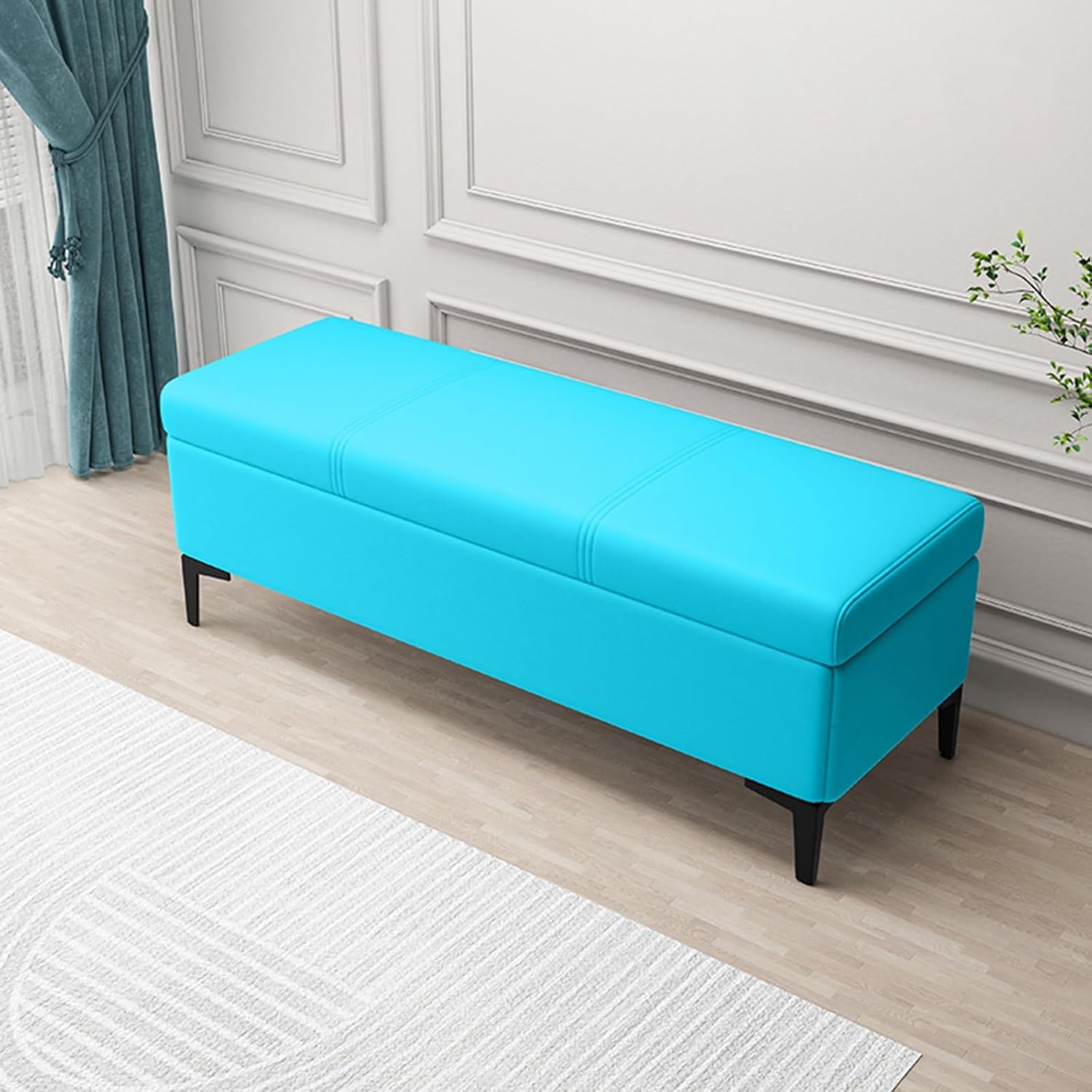 Amazon.com: Faux Leather Storage Ottoman Bench With Storage Extra Long ...