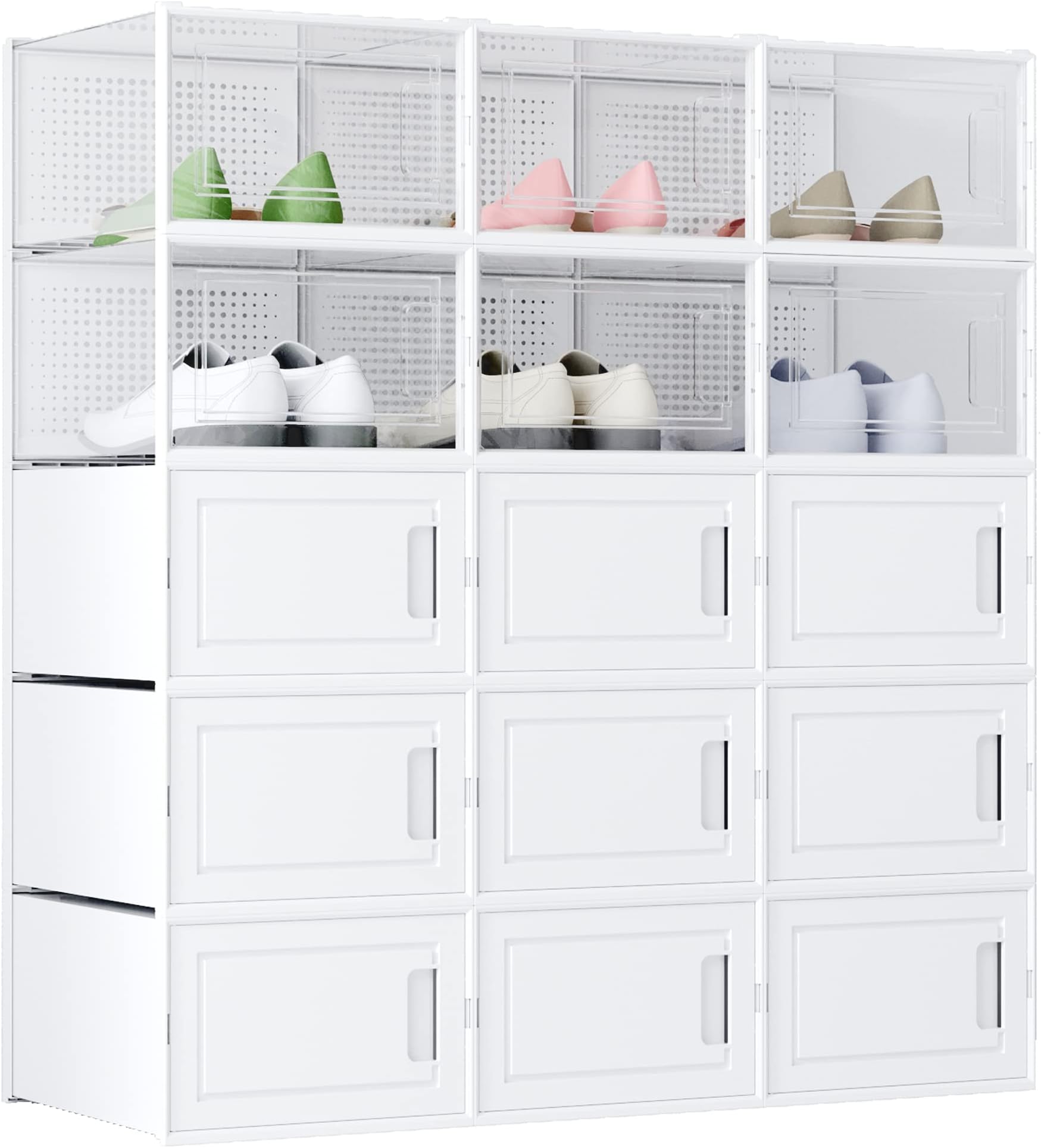 Amazon.com: SUN & SUMMER Clear Plastic Stackable 15 Pack Shoe Boxes ...