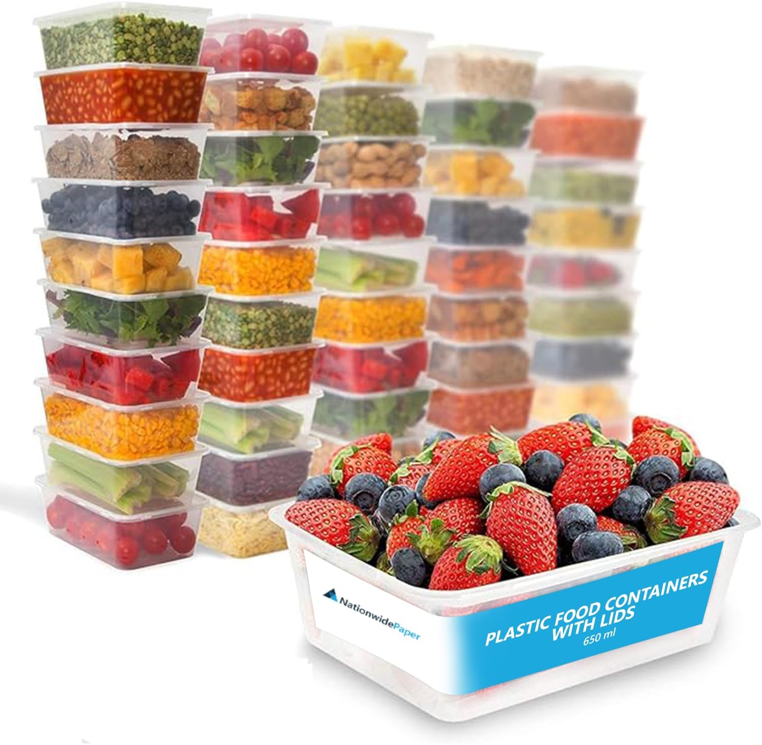 Globe Packaging GP 50 x Plastic 650ml Microwave Food Takeaway ...