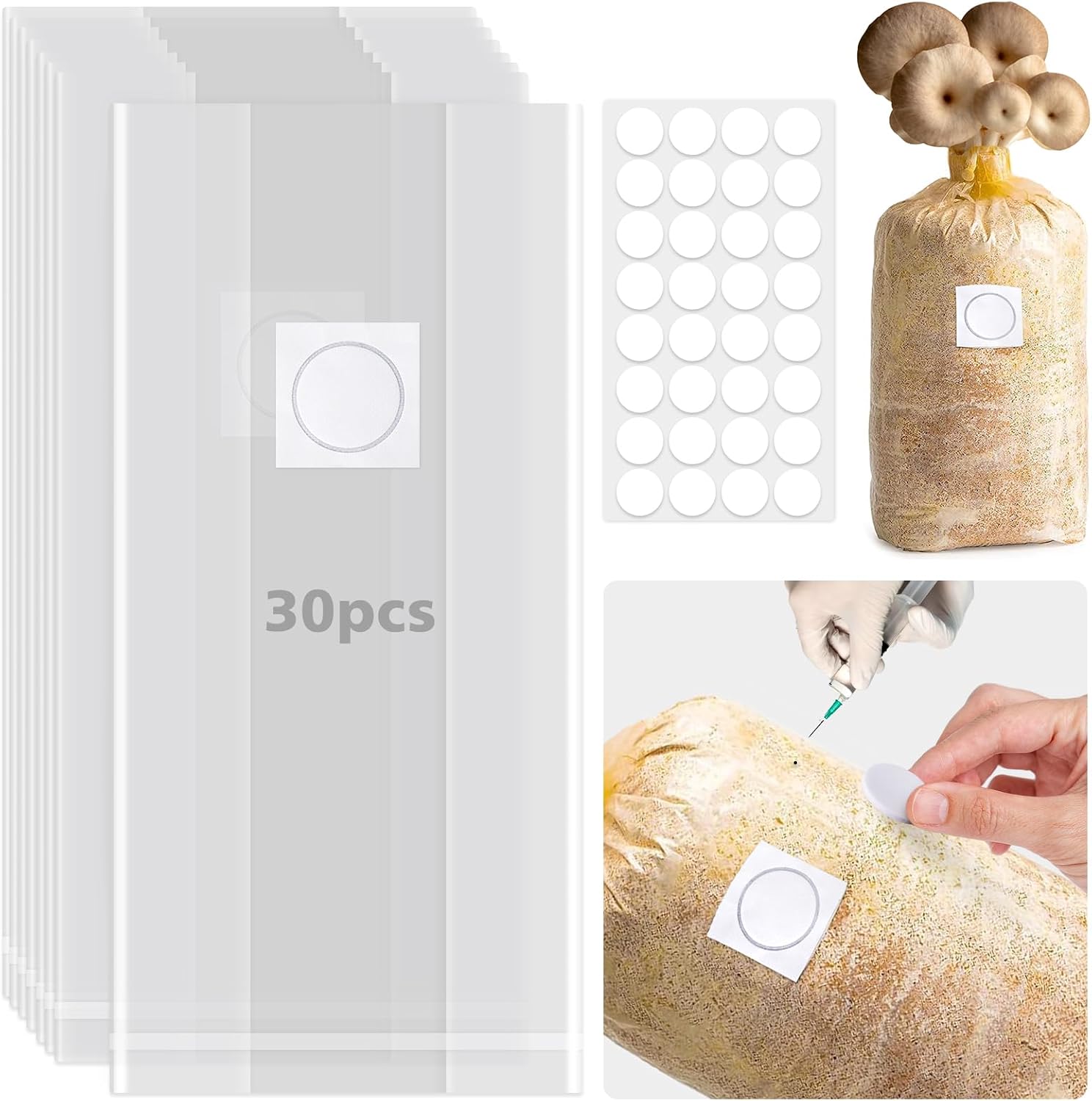 Amazon.com : UNIFAMILY 30pcs Mushroom Grow Bags 6 Mil, Mushroom Bag ...