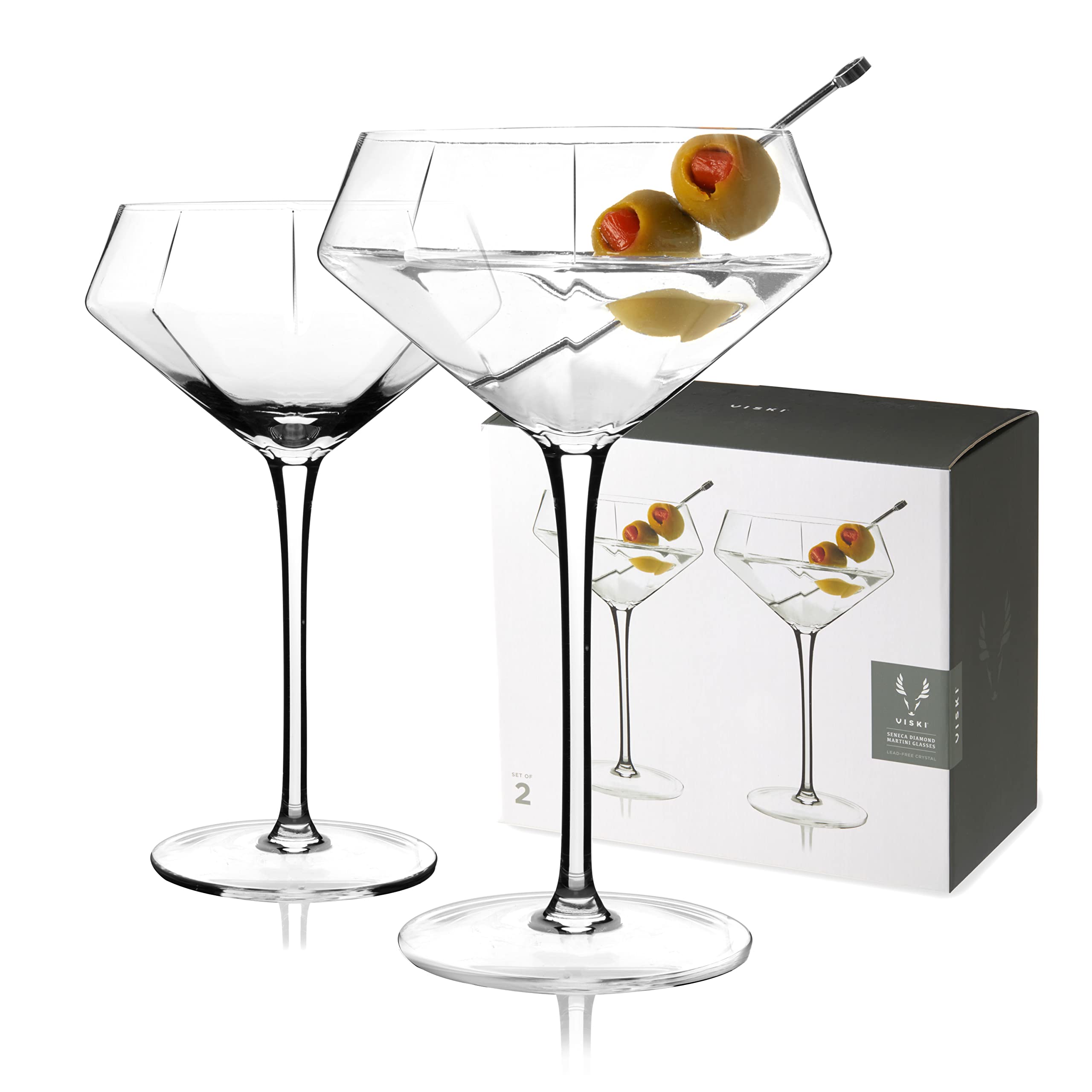 Snapklik.com : Viski Seneca Diamond Faceted Crystal Martini Glasses