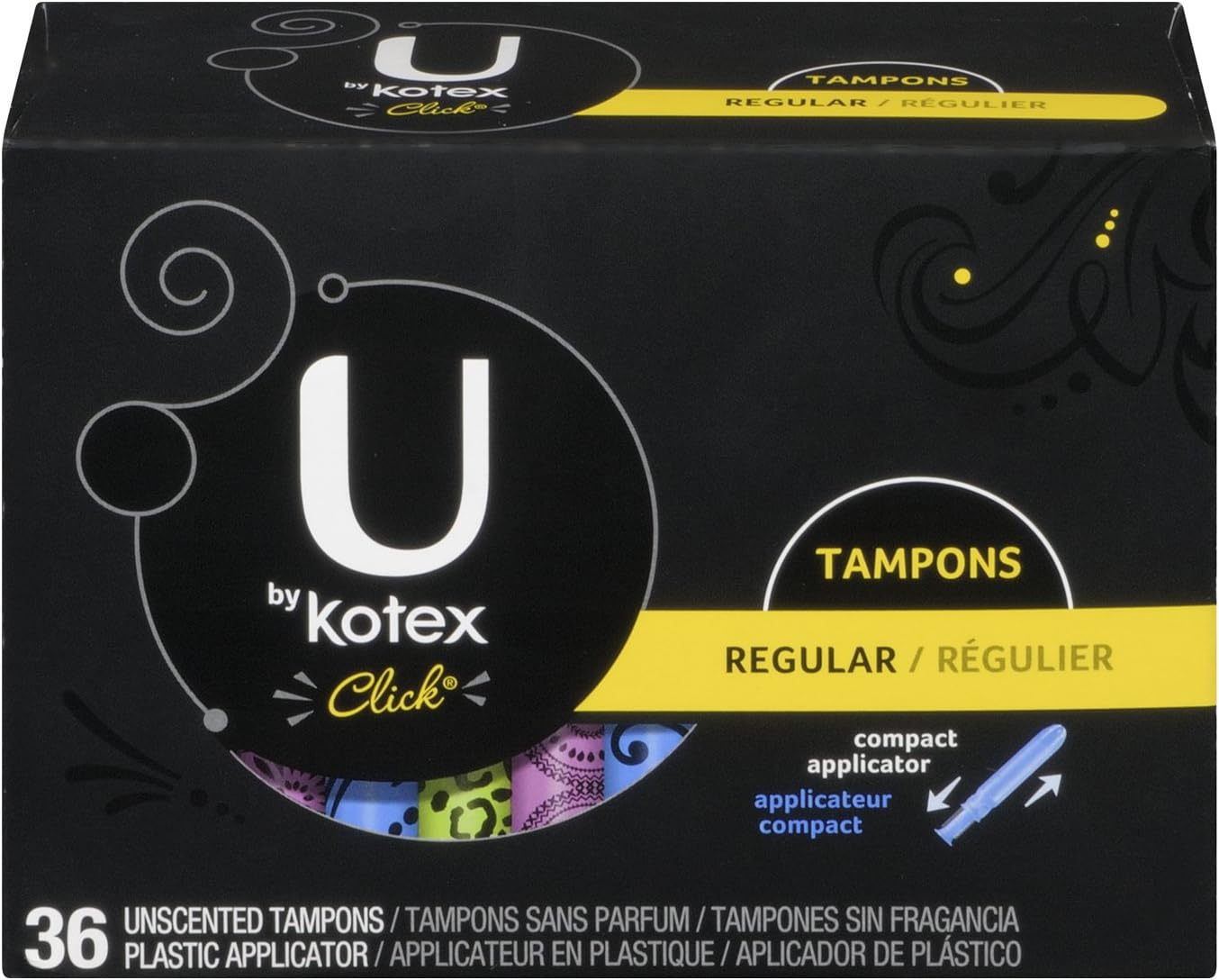 Amazon.com: U by Kotex Click Regular Compact Tampons, Unscented, 36 ...