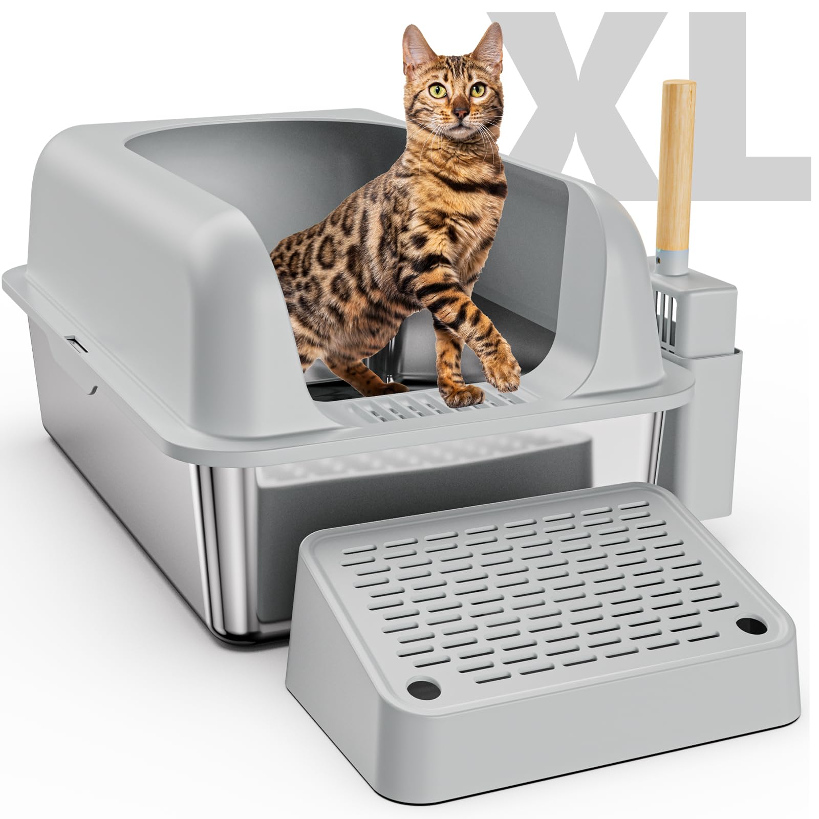 Amazon.com: Stainless Steel Litter Box with Lid, Extra Large Cat Litter ...