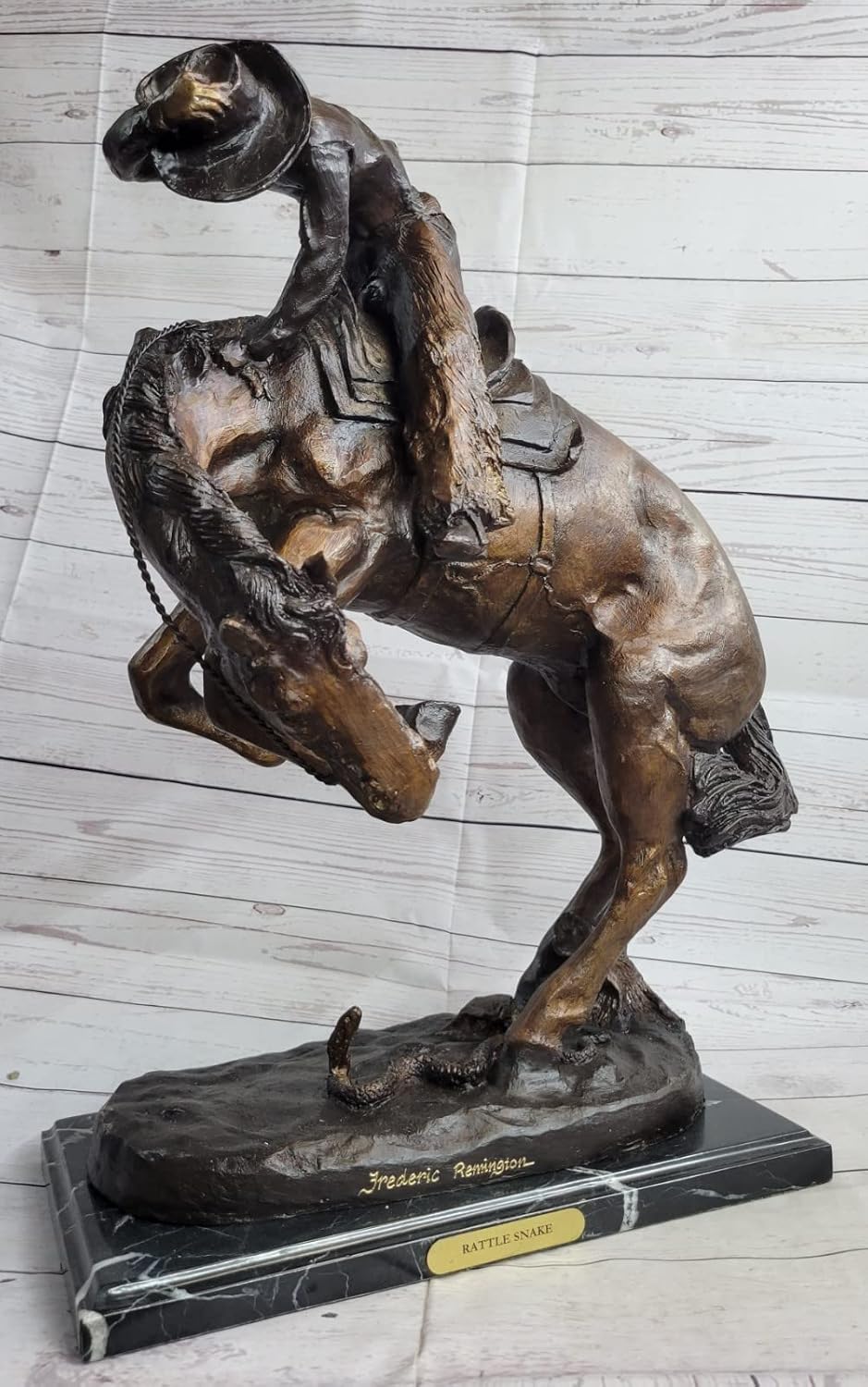 Amazon.com: Remington Bronze Sculpture Rattle Snake Signed Statue ...