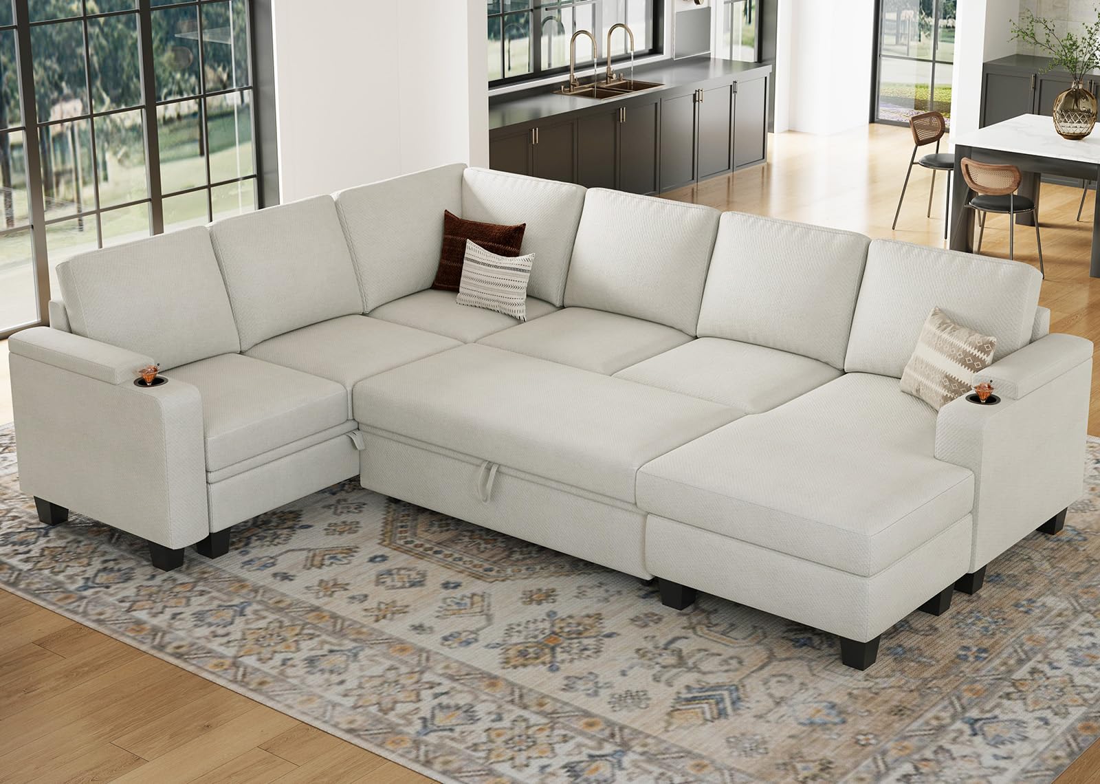 Amazon.com: Belffin Modular Sectional Sleeper Sofa Couch Bed with ...