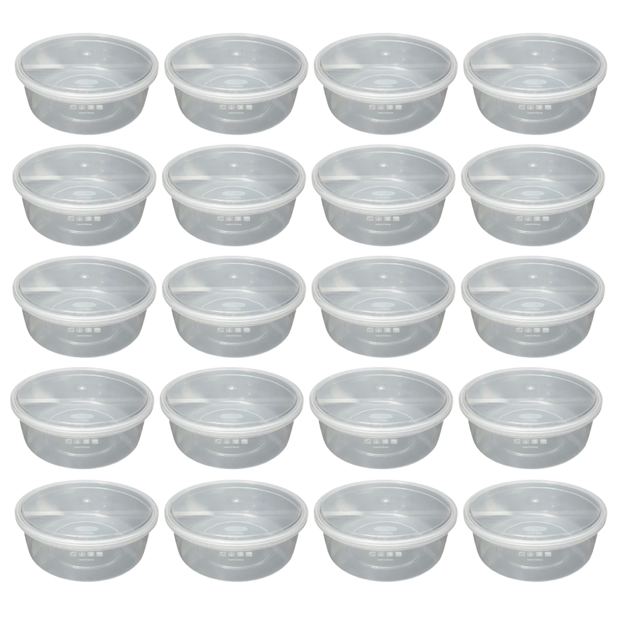 (Pack of 30) Large Clear Round Plastic Food Storage Containers With ...