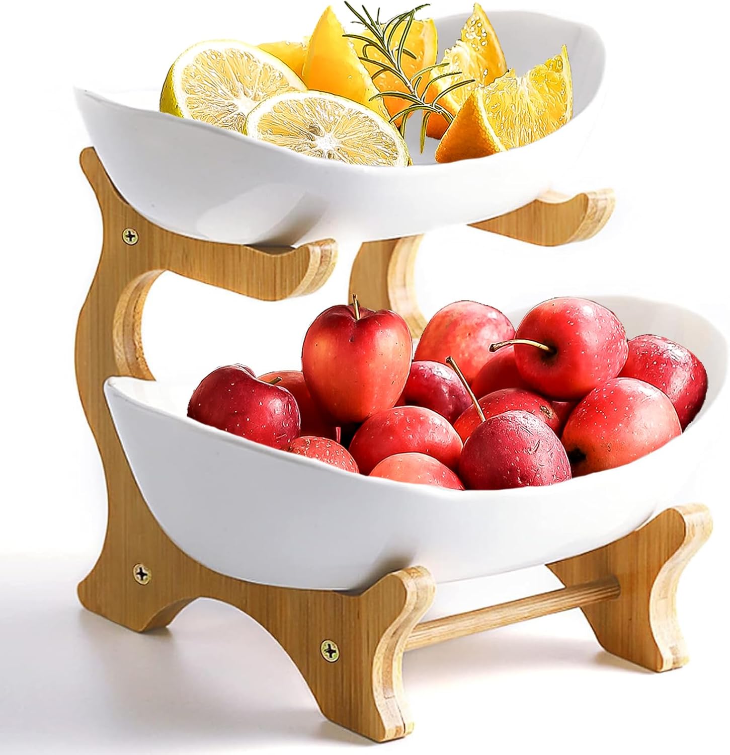 Amazon.com: HOMKULA Fruit Bowl for Kitchen Counter - 2 Tier Ceramic ...