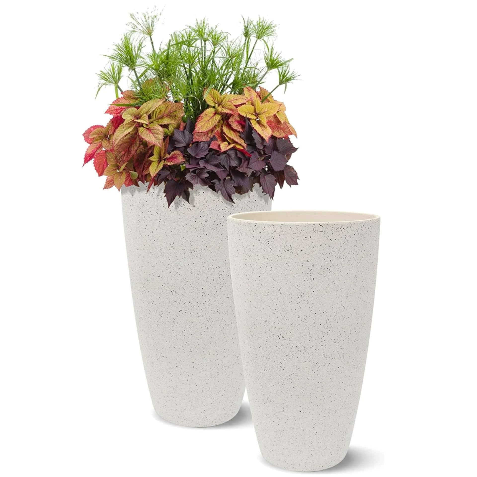 Rukonza Pack of 2 Fiber Tower Planter - 15 Inch Tall Fiber Tower Pot ...