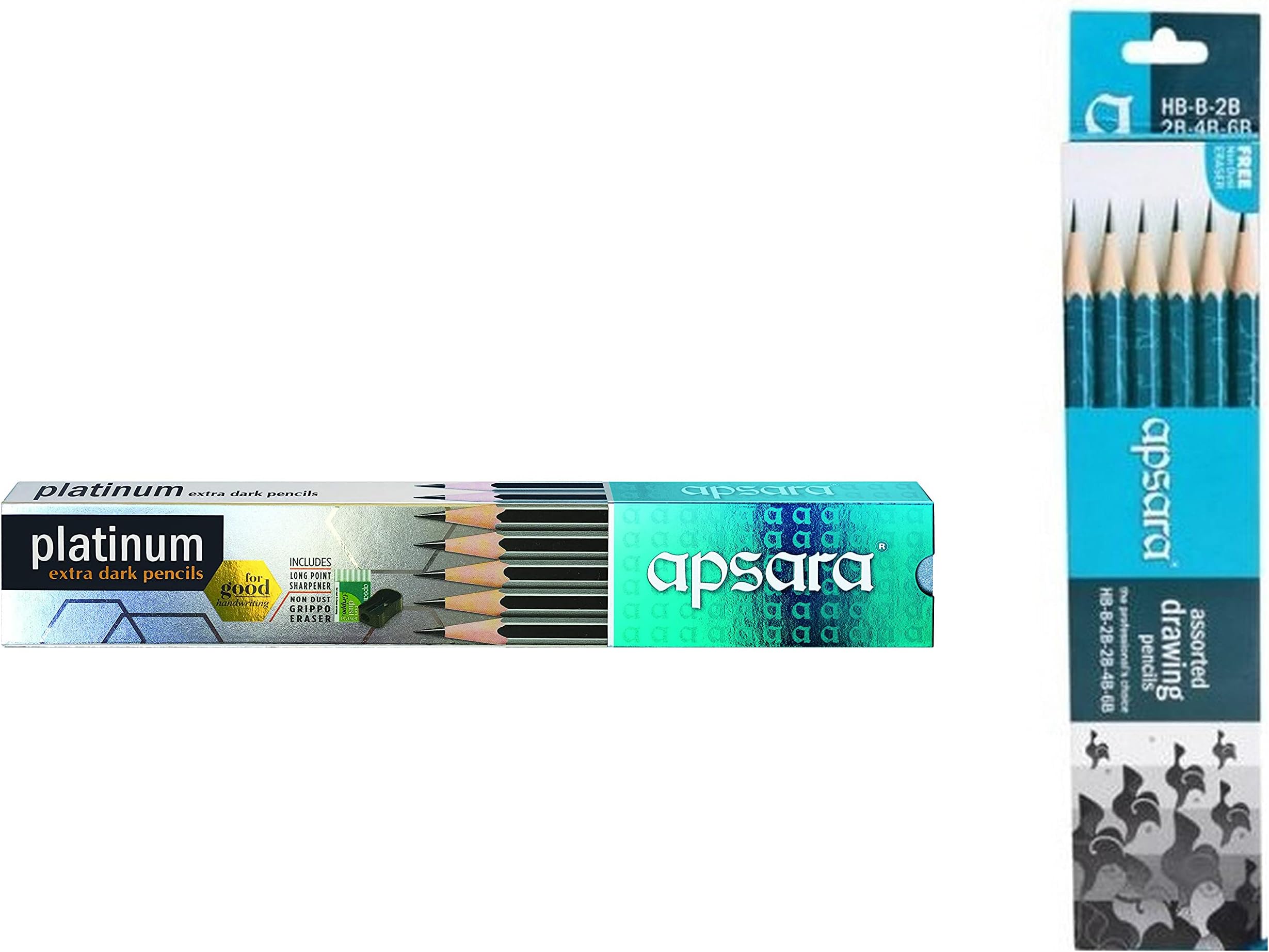 Apsara Platinum Extra Dark Pencils - Pack of 10 Assorted Drawing ...