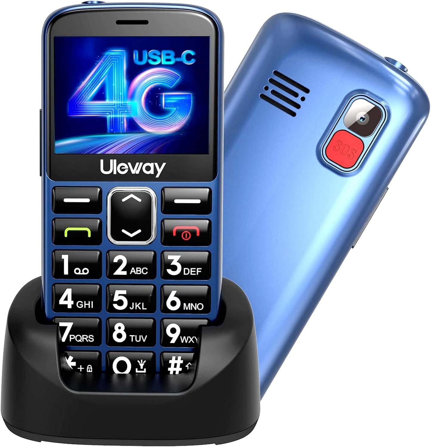 uleway 4G mobiele telefoon voor senioren, zonder abonnement, lange ...