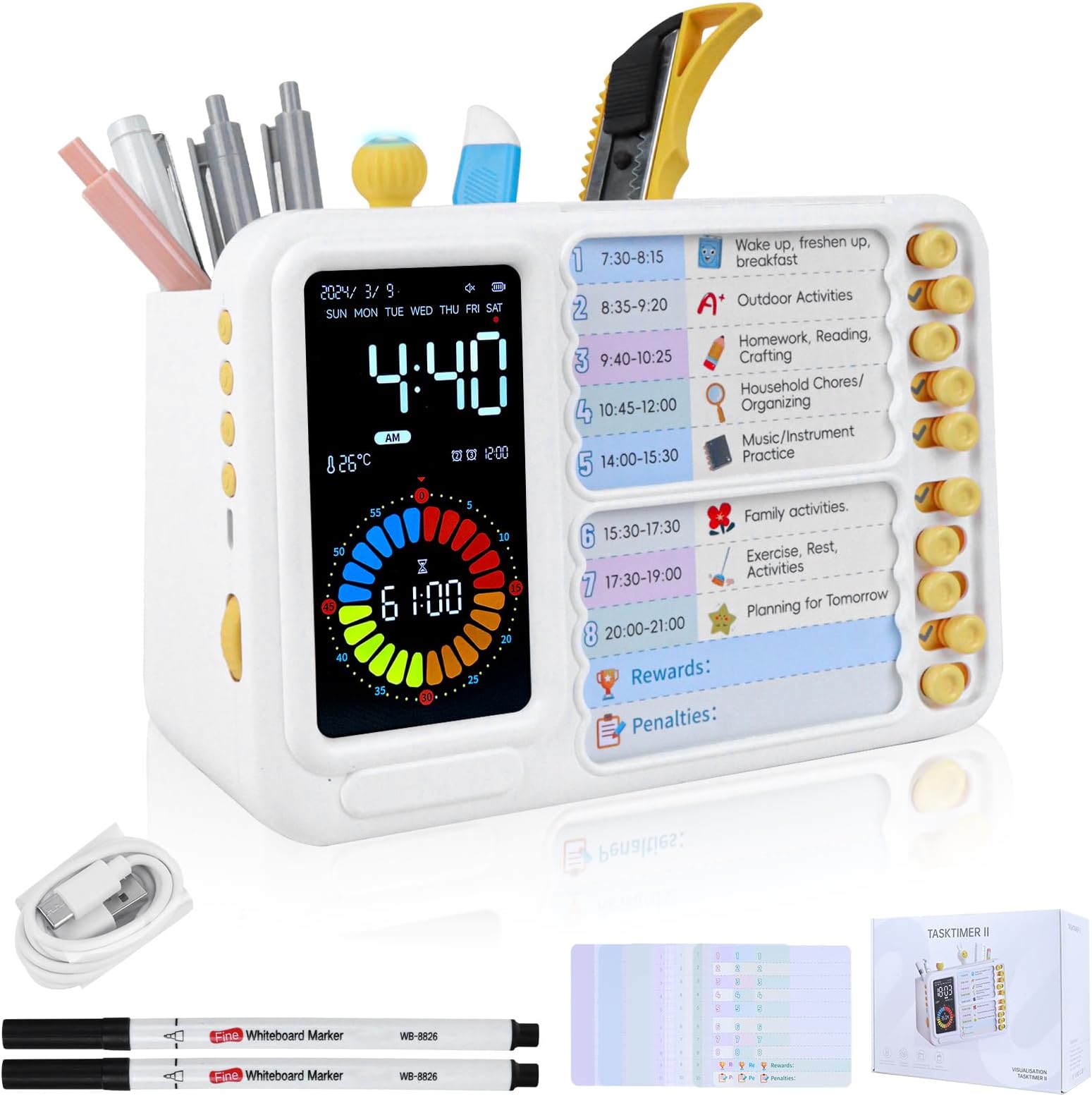 Amazon.com: Visual Timer for Kids Adults, ADHD Timer with Planning ...