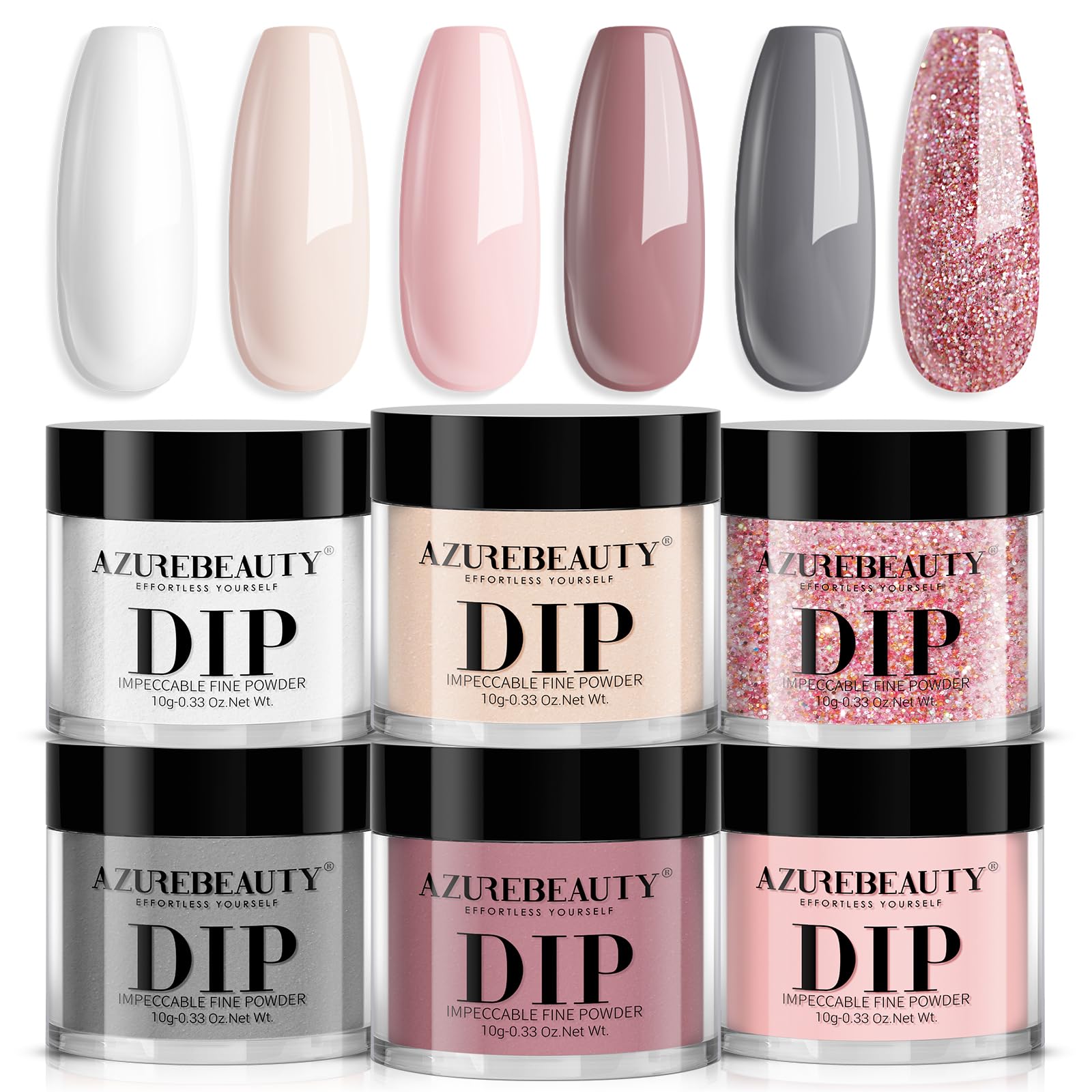 Amazon.com: AZUREBEAUTY Dip Powder Nail Set, 6 Colors Classic Nude ...