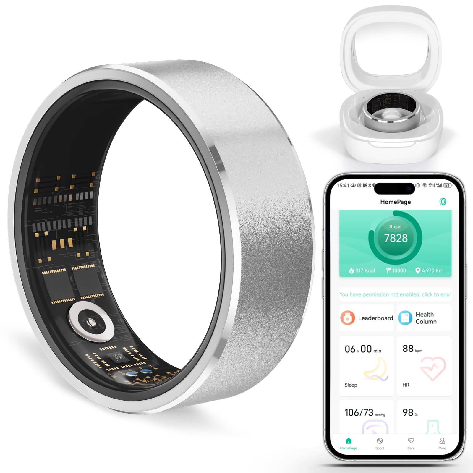 Amazon.com: Smart Ring Fitness Tracker Ring for Men Women - Health ...