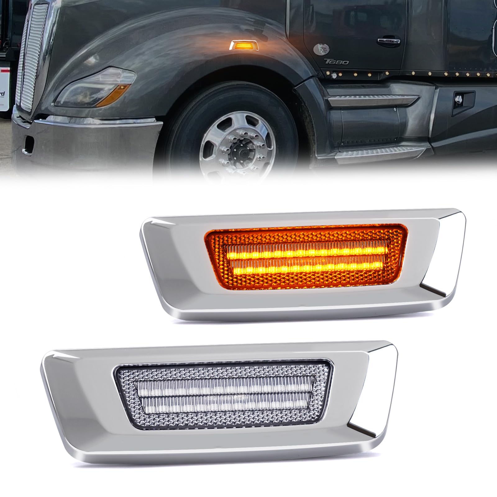 Amazon.com: Gempro LED Side Marker Lights for Kenworth T680 Peterbilt ...