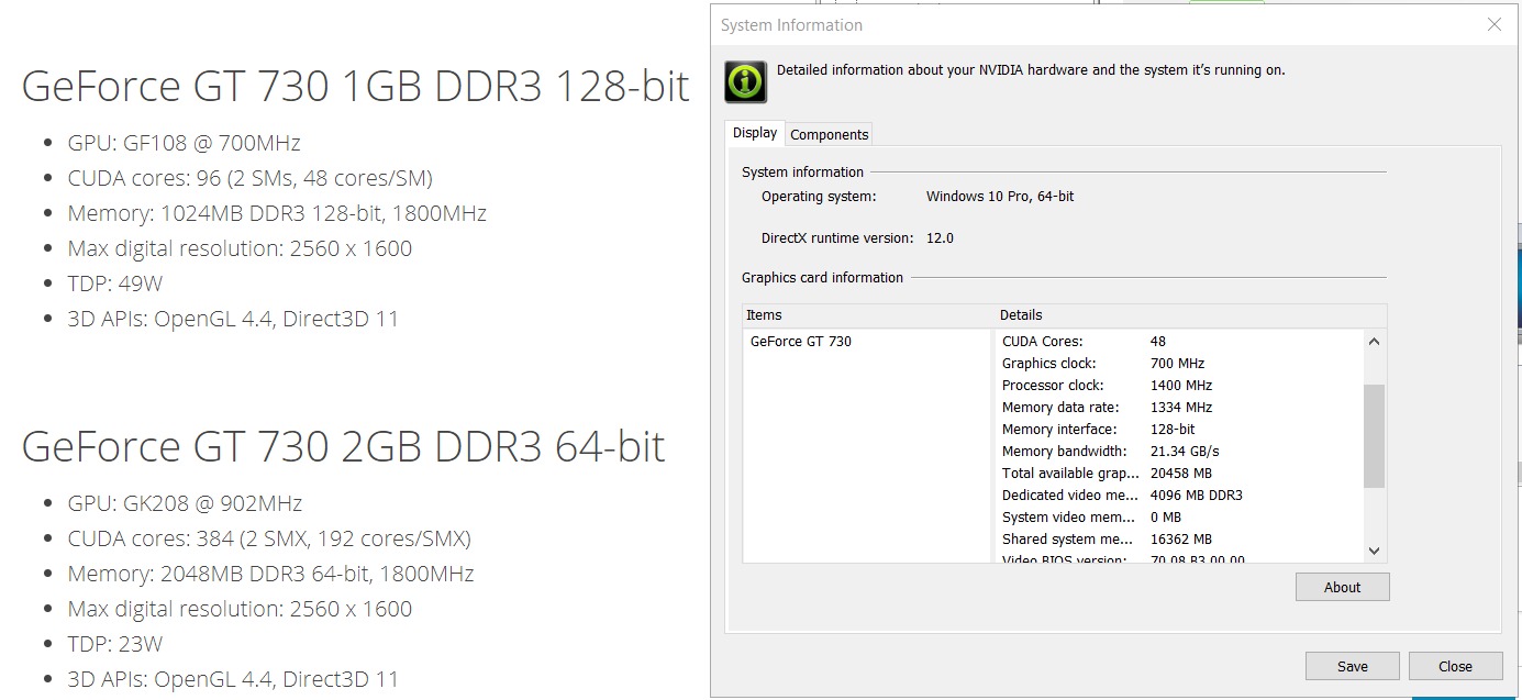 Amazon.com: BTO NVIDIA GeForce GT 730 4GB VGA/DVI/HDMI PCI-E Video ...