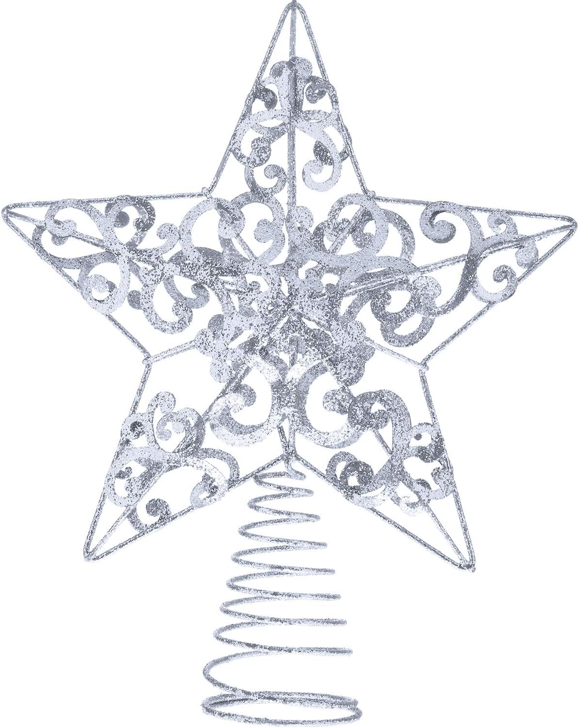 Amazon.com: Blulu Christmas Star Tree Topper 10 Inch Glittered 3D Metal ...