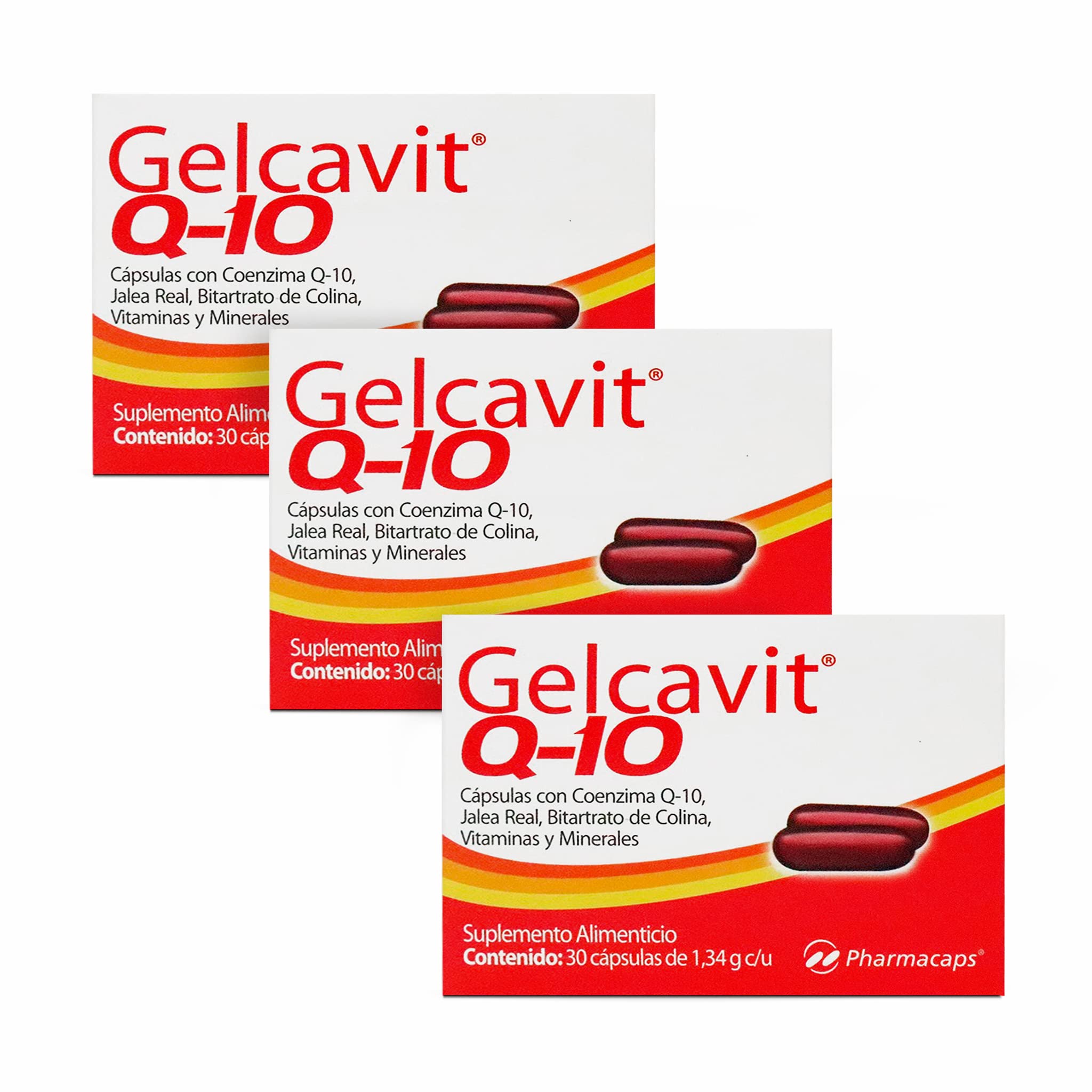 GELCAPS Gelcavit Q10 Con 30 Cápsulas - 3 Pack : Amazon.com.mx: Salud y ...