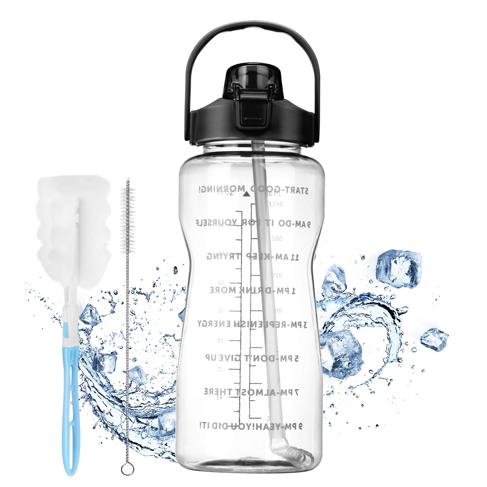 2 Litre Water Bottle with Time Markings, Big Water Bottle Motivational ...