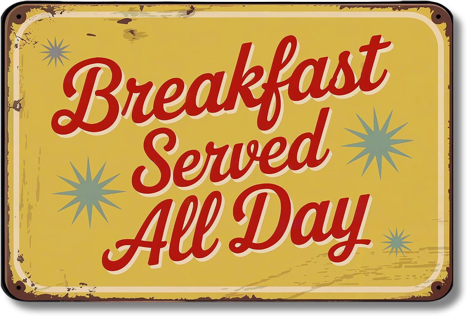 Amazon.com: Breakfast Served All Day Metal Poster by DC | Vintage Tin ...