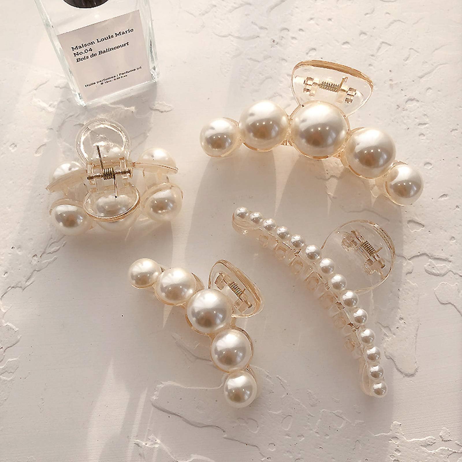 Amazon.com : Pearl Hair Clips for Women, 4PCS Large Small Hair Claw ...